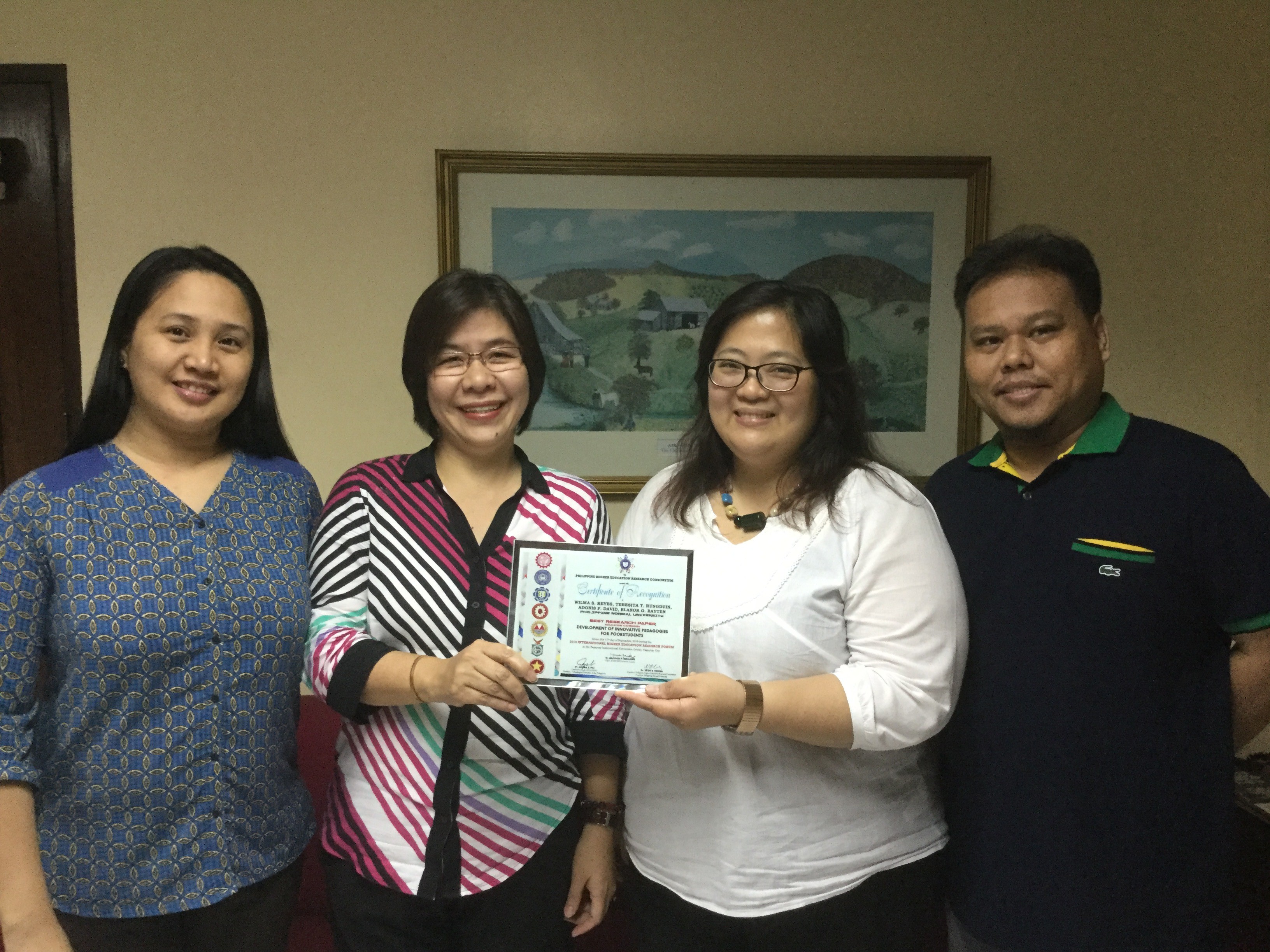 PNU Bags Best Research Paper in IHERF 2016 | Philippine Normal University