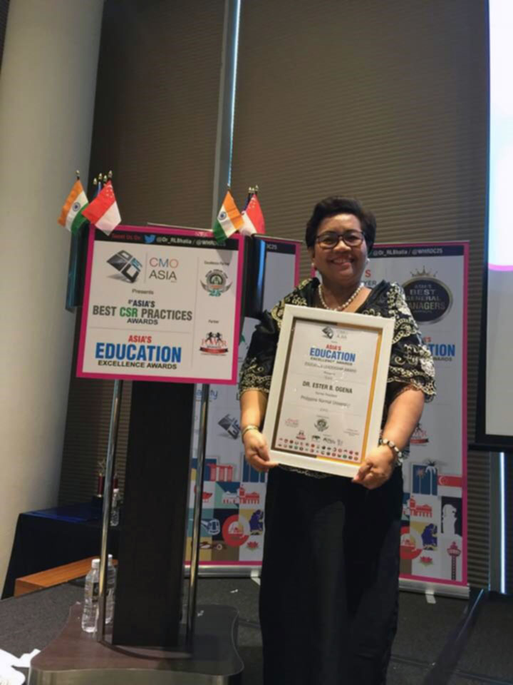 President Ester Ogena receives Asia’s Education Excellence Award ...