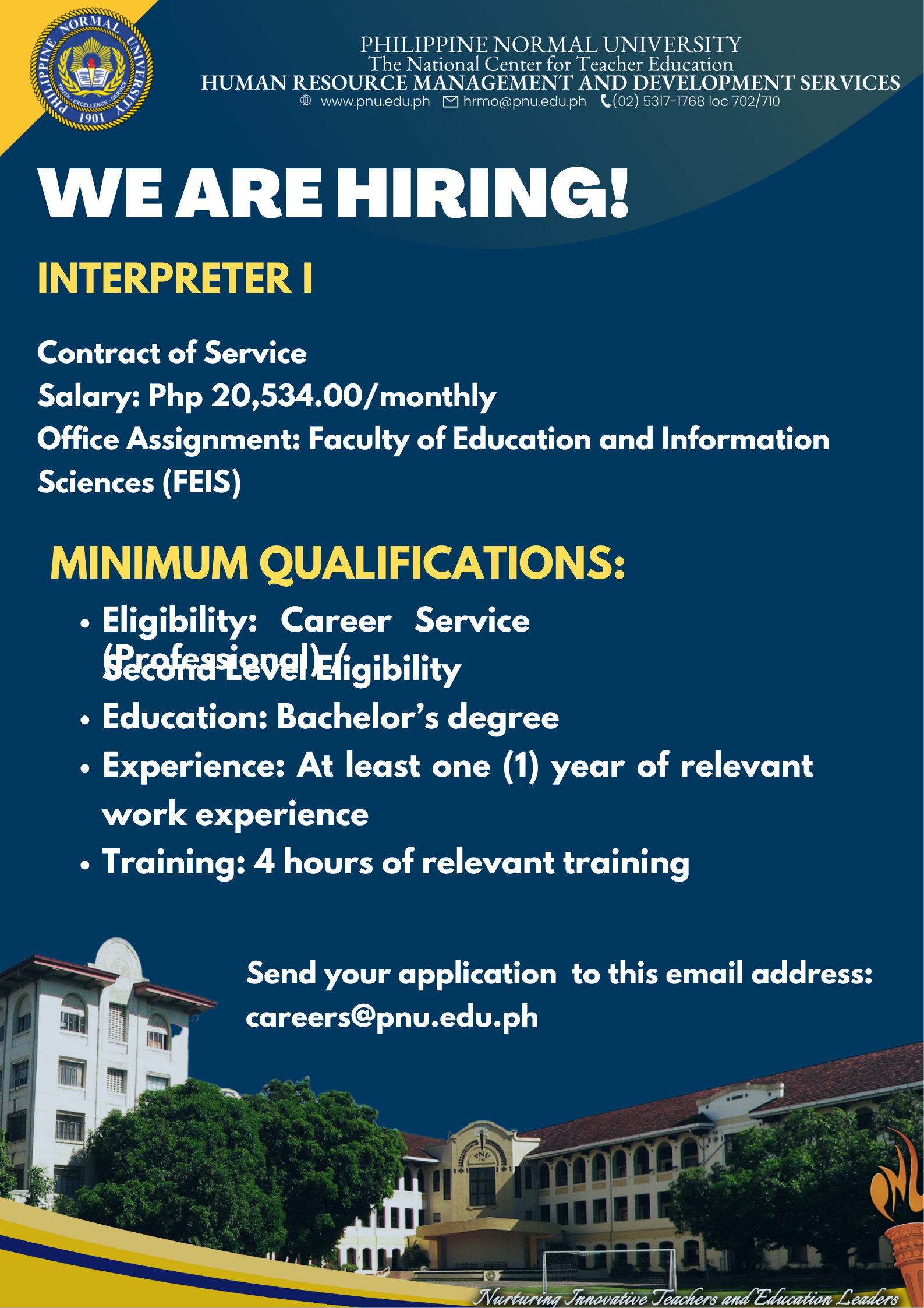 We are Hiring! Interpreter I and Interpreter II | Philippine Normal ...